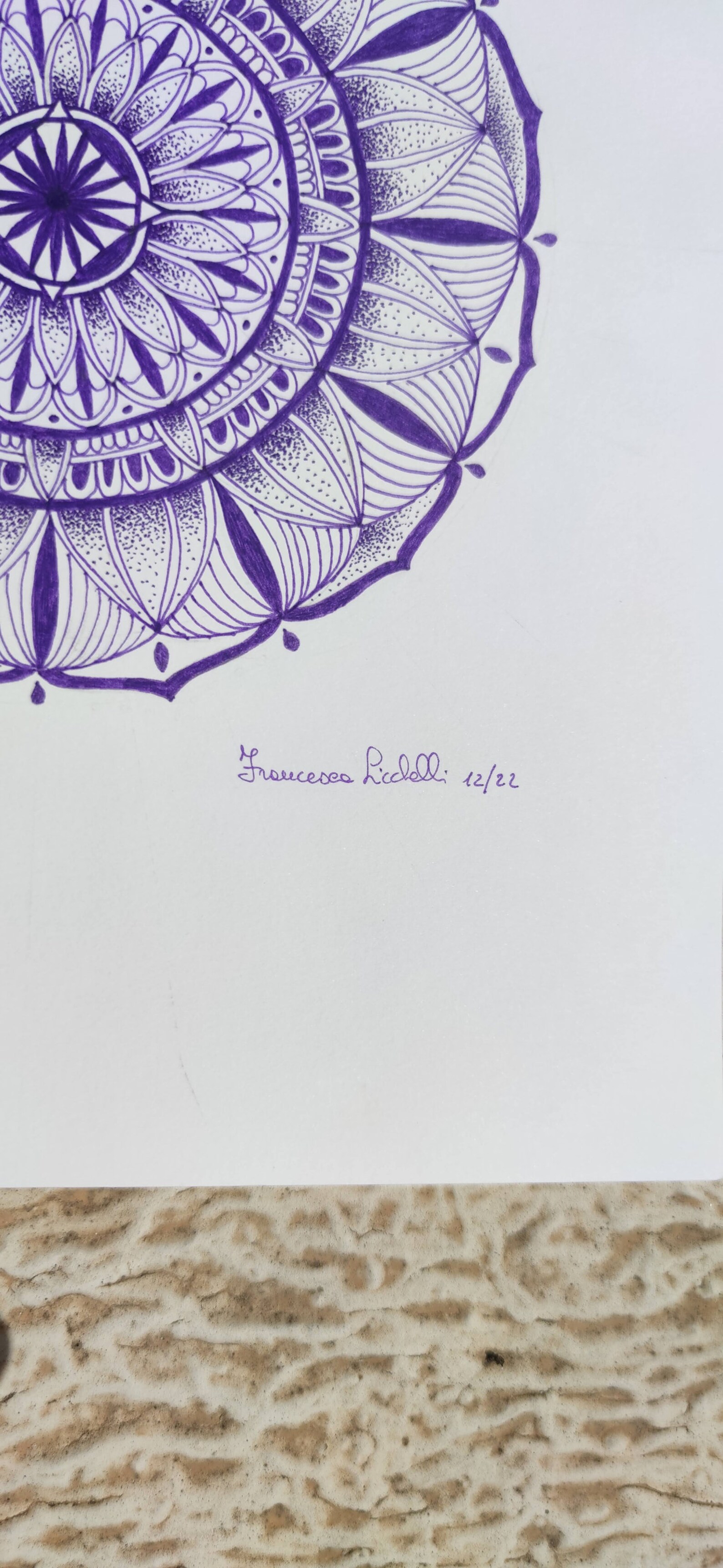 Mandala Ink Drawing Purple Original Mandala Drawing Spiritual Drawing ...