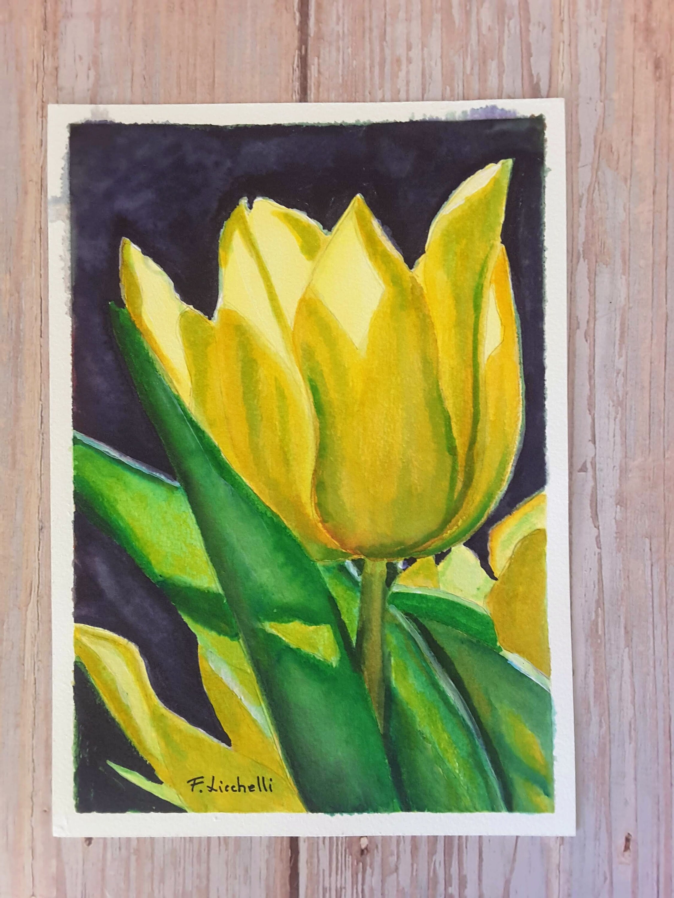 Yellow Tulip Watercolor Original, Tulip Painting Yellow, Gift Art ...