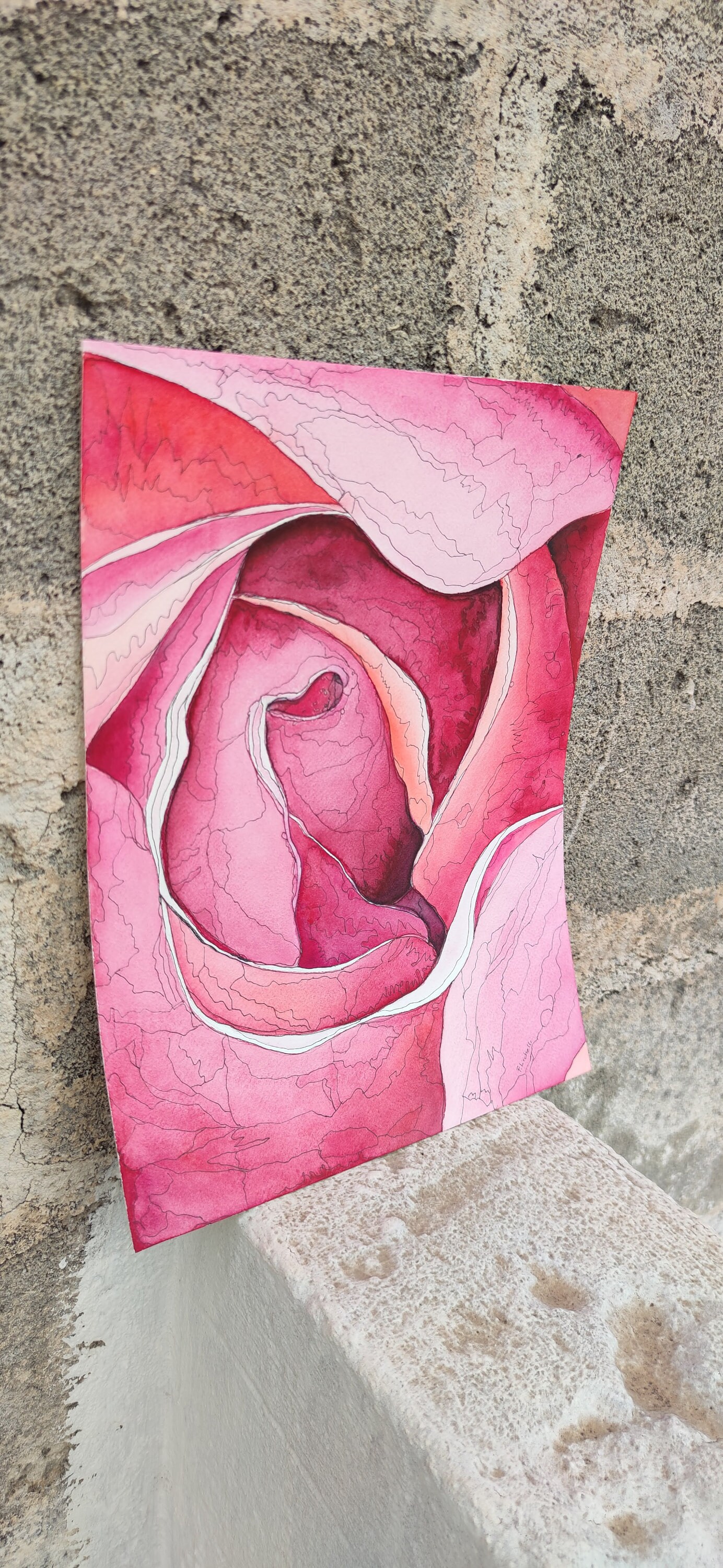 Macro Rose Abstract Red Rose Abstract Watercolor Ink Painting 30x40 Cm ...