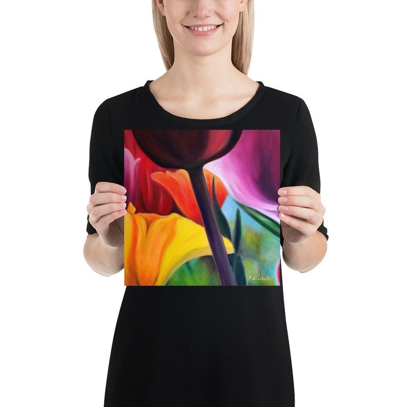 Rainbow Floral Print Tulip Poster 12x12 Inch Square Poster - Etsy