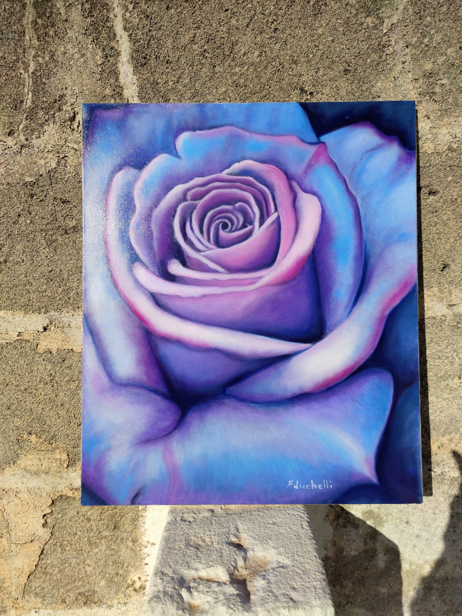 Big Rose Painting Single Purple Rose Oil on Canvas Lounge - Etsy