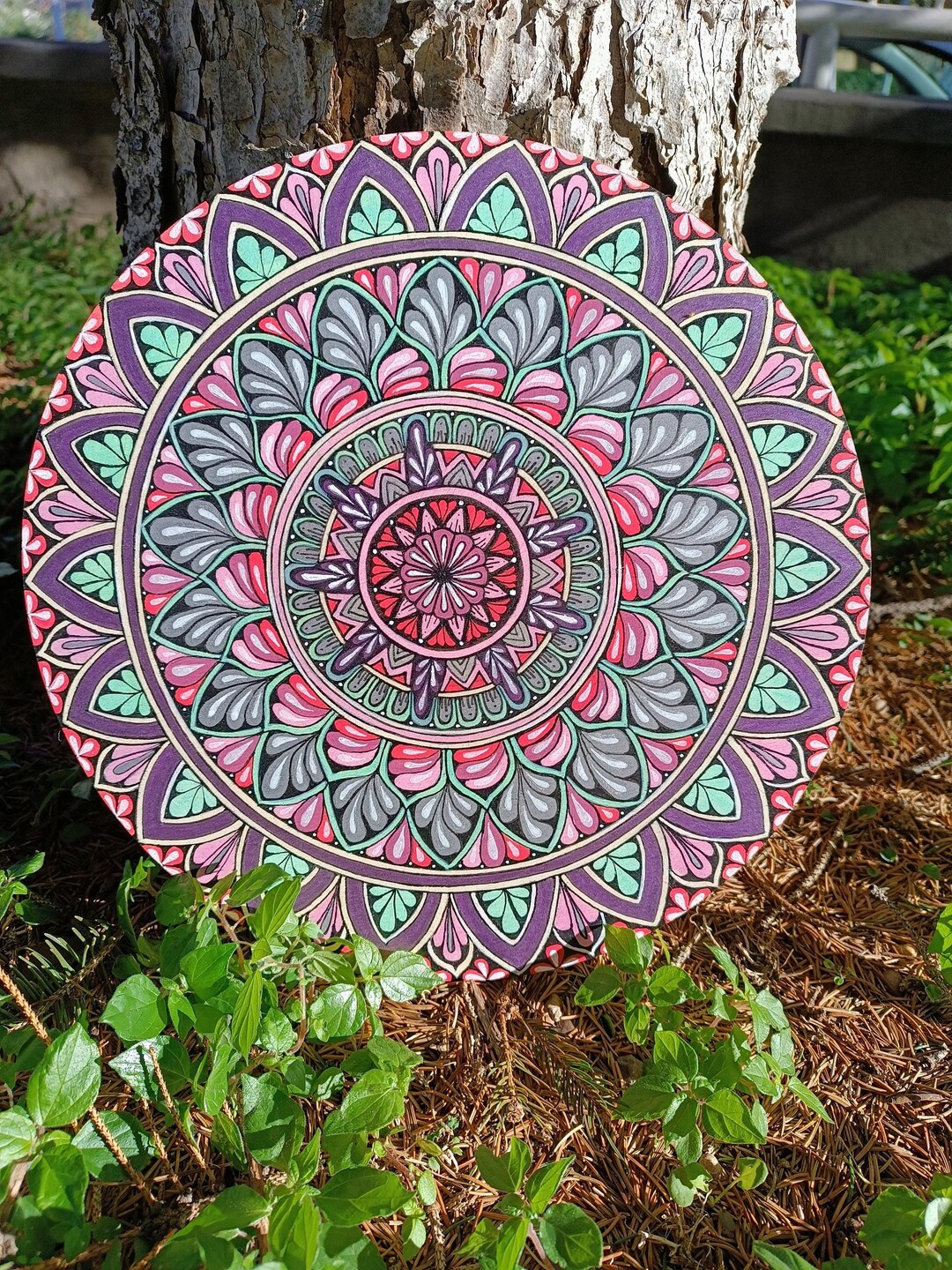 Mandala on Wood Hand Painted Mandala Round Mandala Mandala Original ...