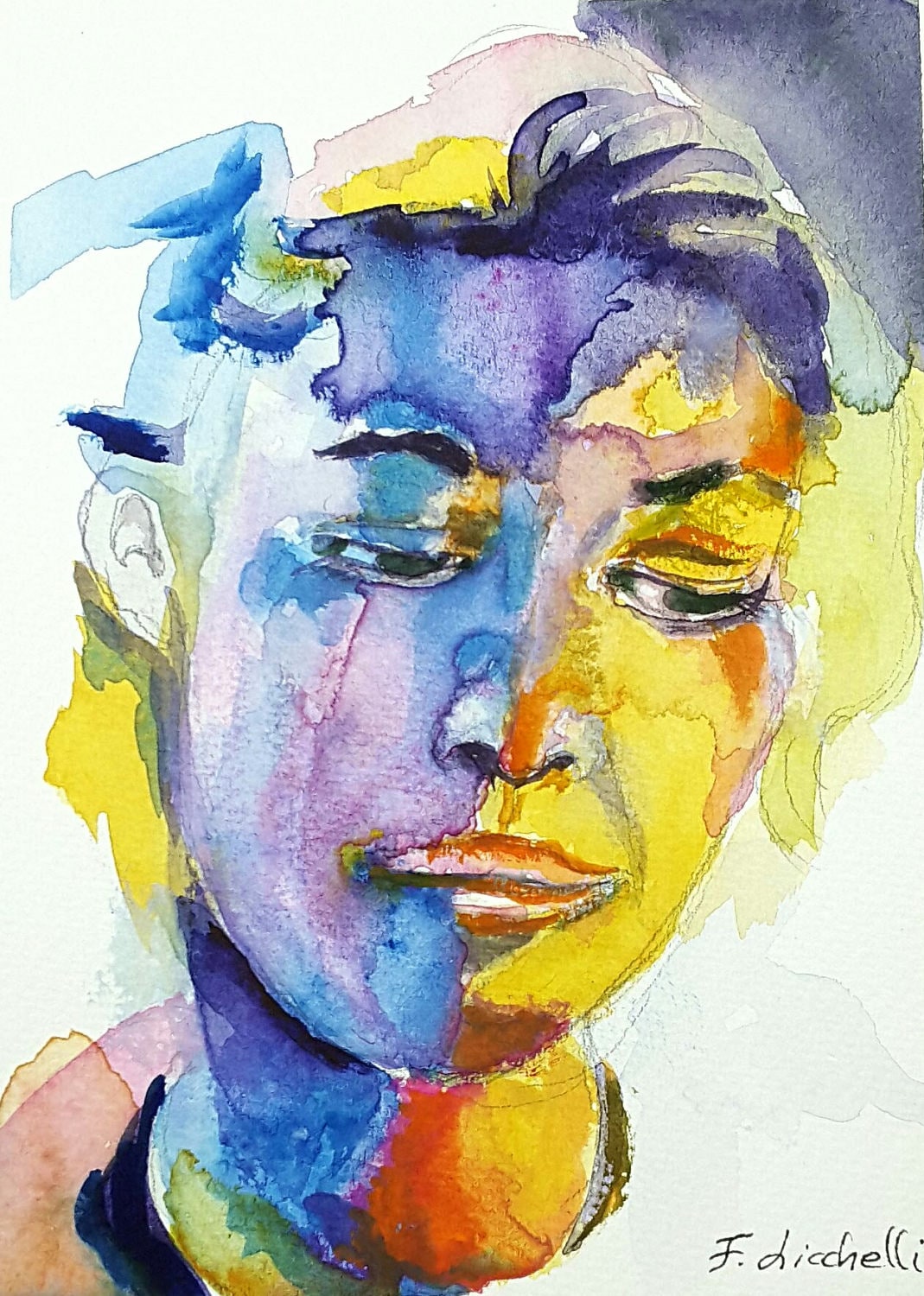 Abstract Watercolor Face