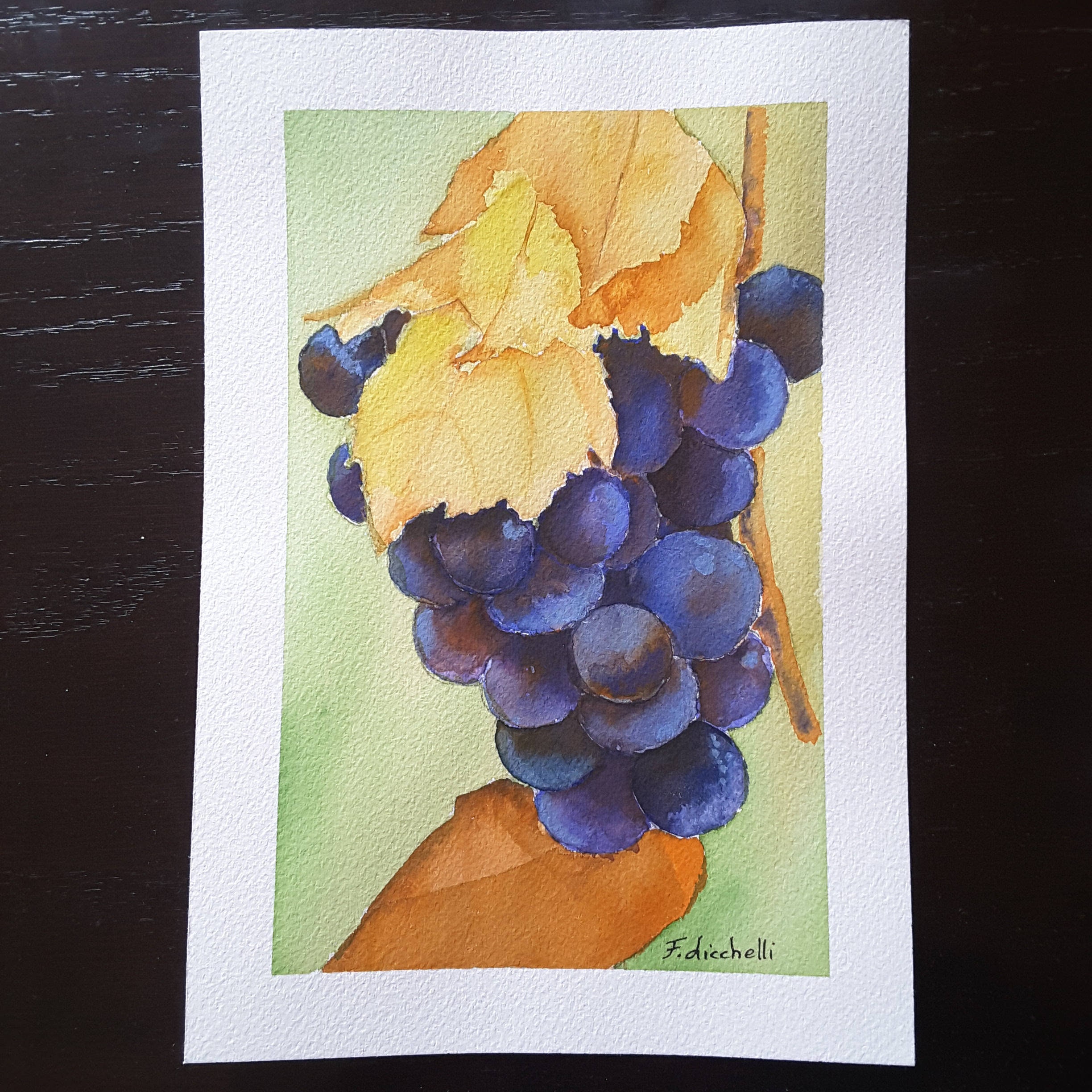 Blue Grape Watercolor, Fruit Original Painting, Kitchen Decor Wall ...