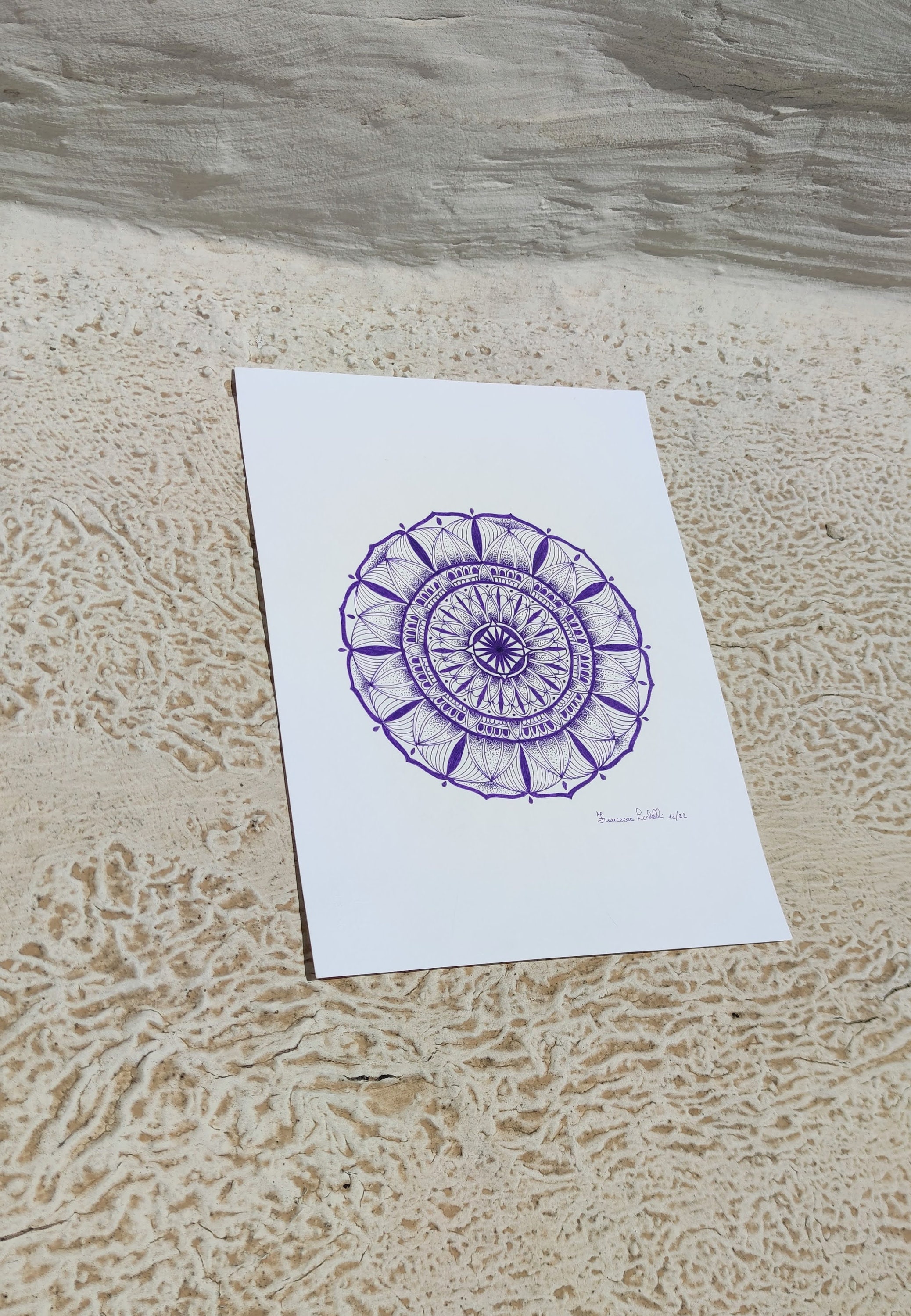 Mandala Ink Drawing Purple Original Mandala Drawing Spiritual Drawing ...