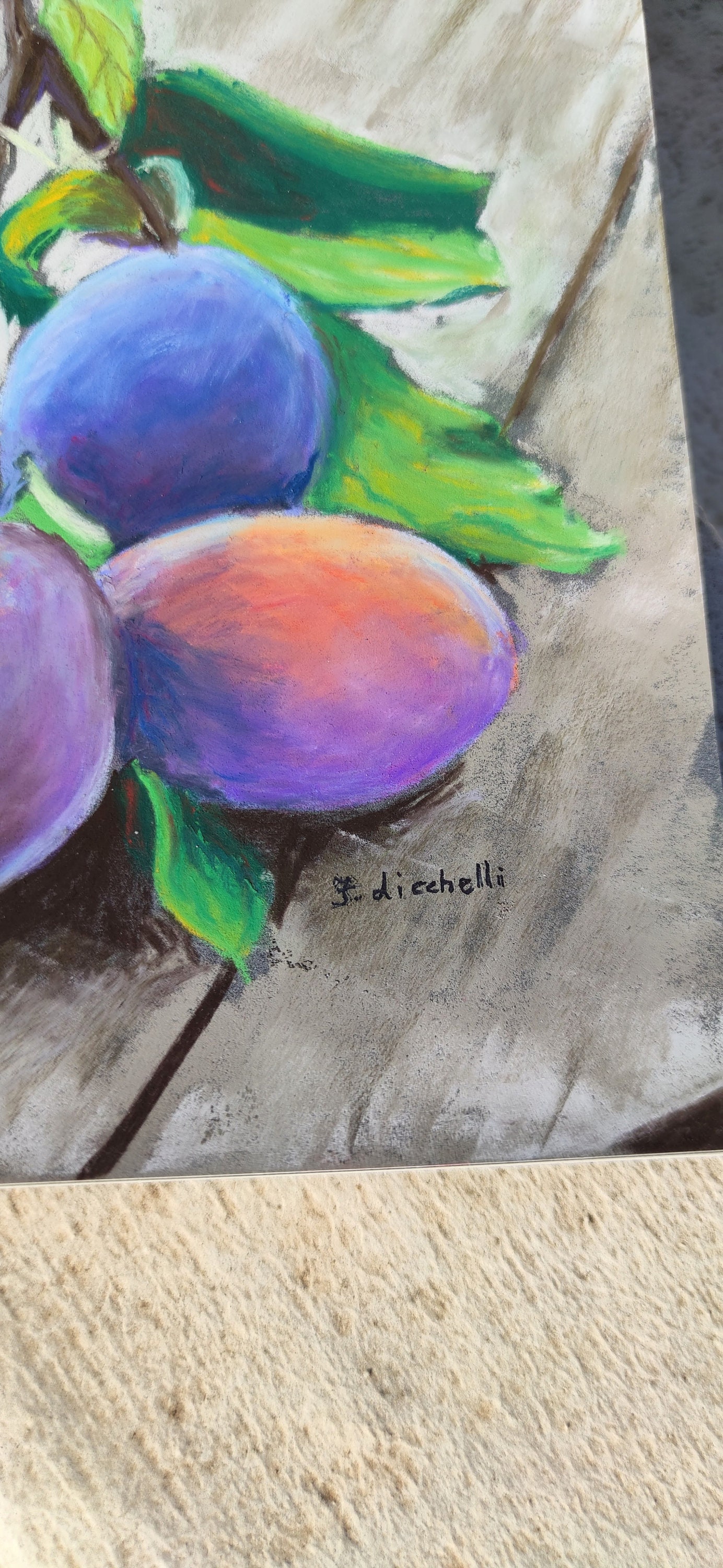 Plum Pastel Painting Original Soft Pastel Art Still Life Plum Purple ...