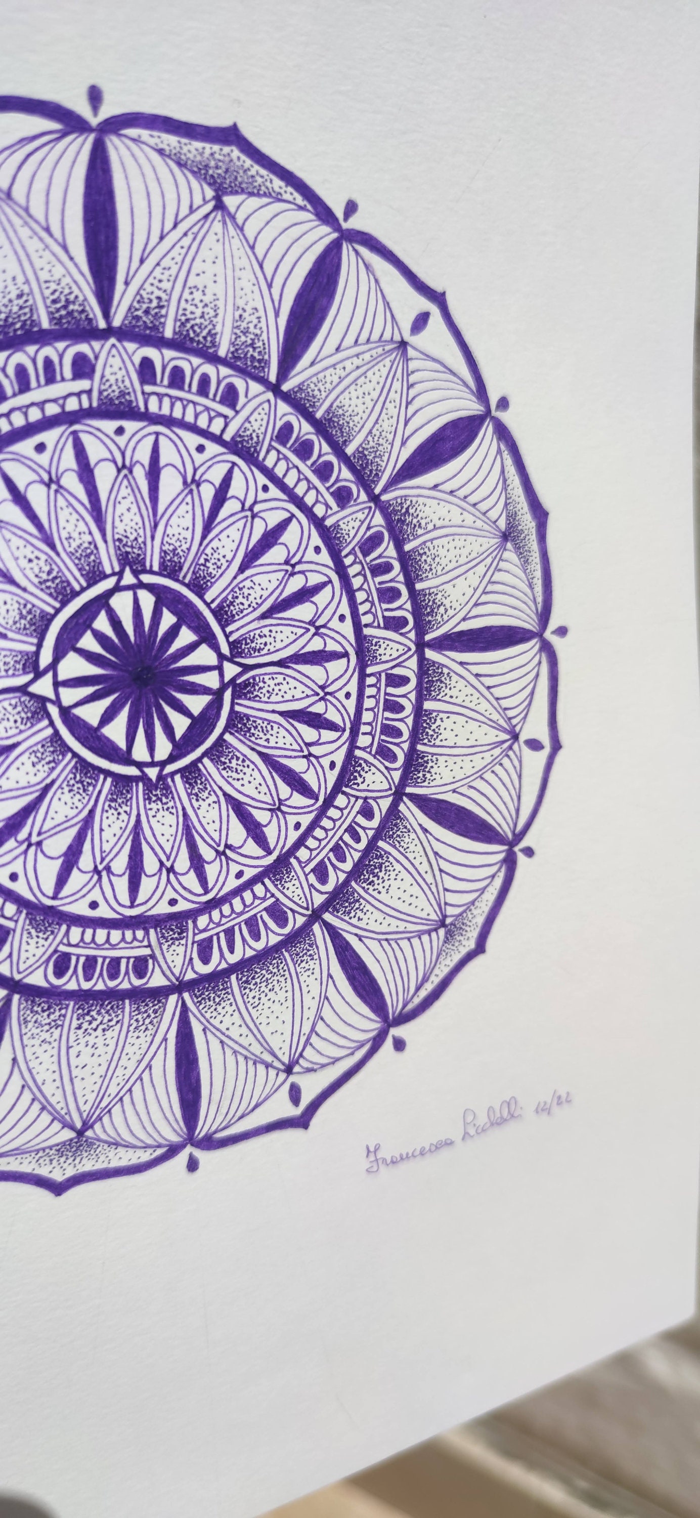 Mandala Ink Drawing Purple Original Mandala Drawing Spiritual Drawing ...