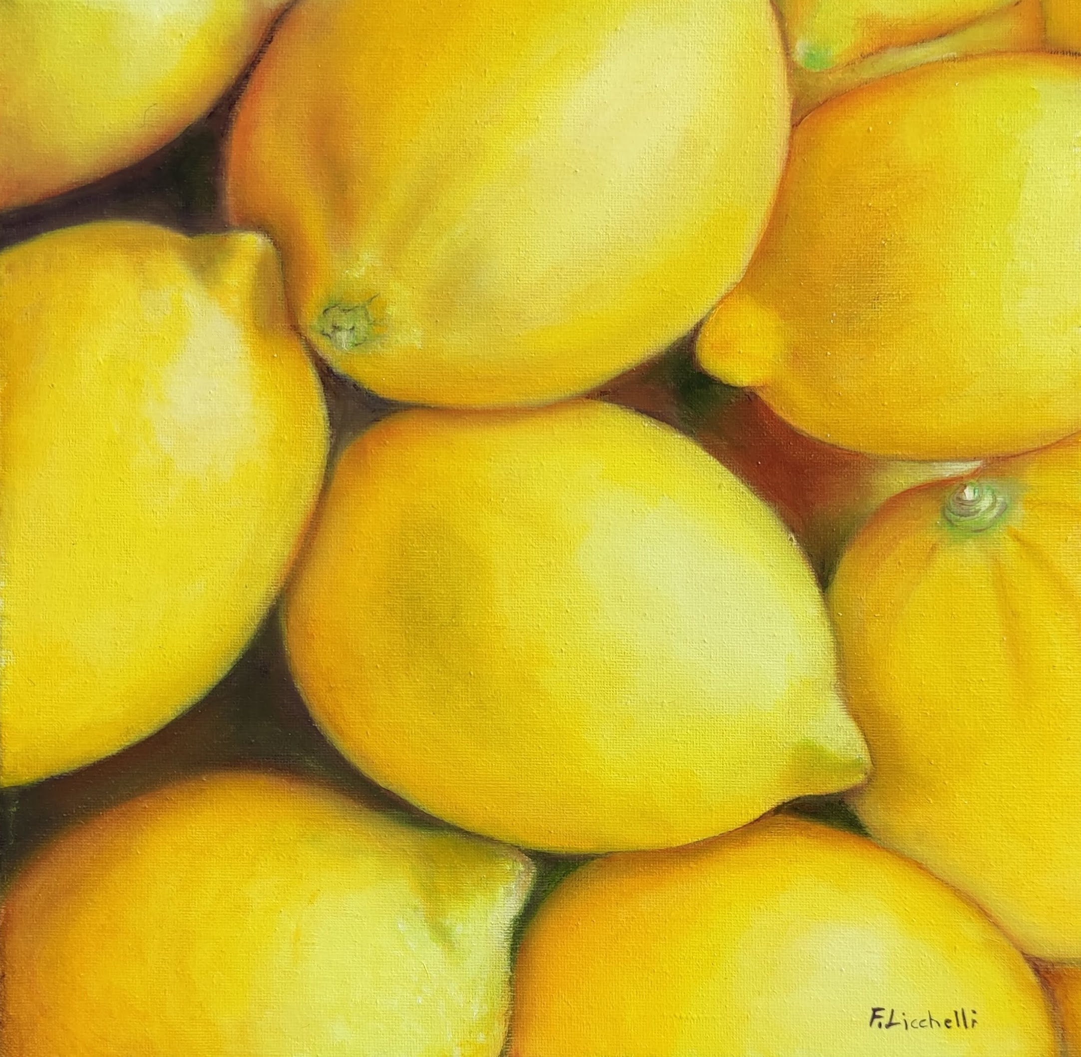 Lemon Oil Painting Lemon Oil on Canvas Still Life Painting Oil Square ...