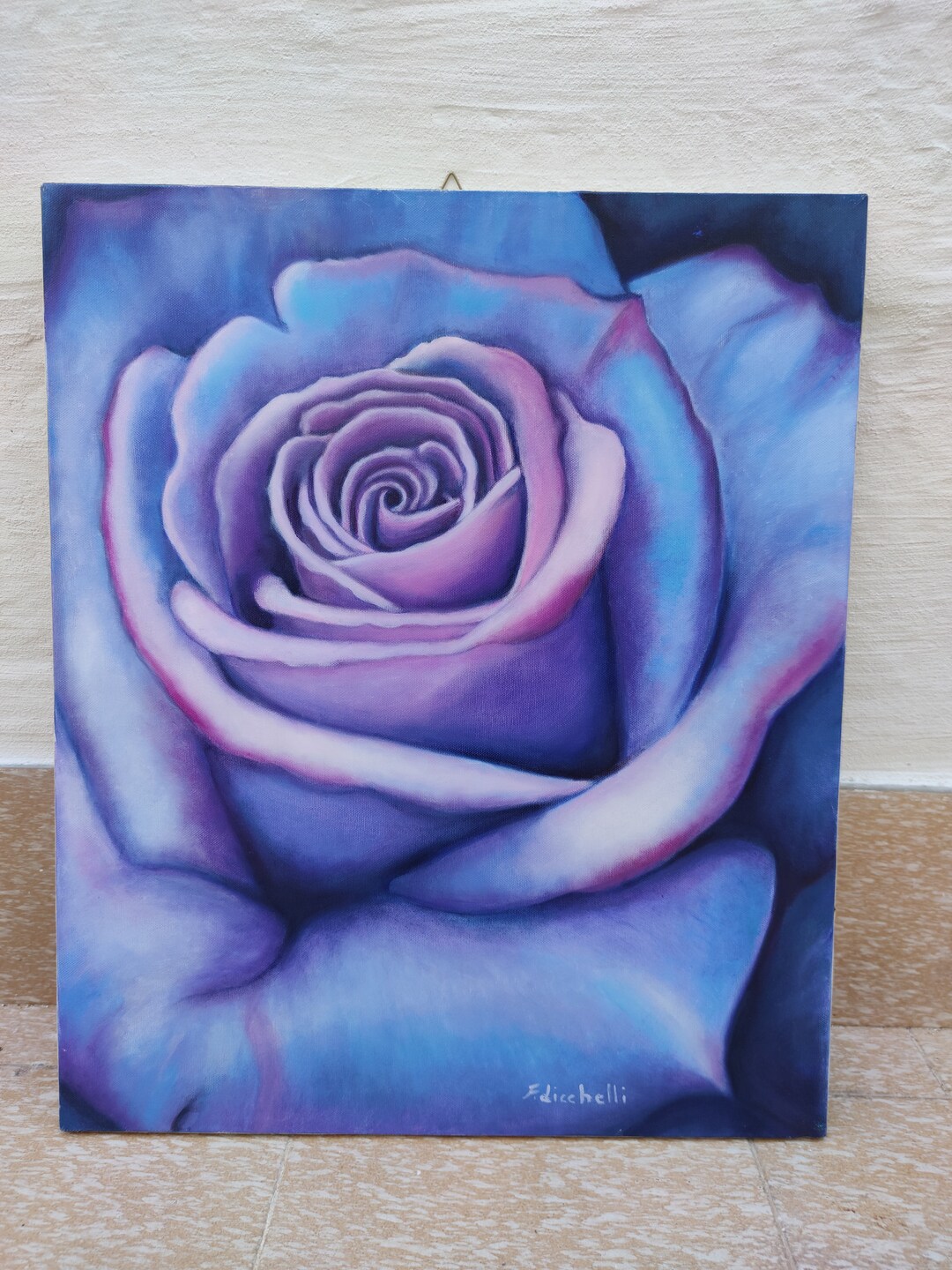 Big Rose Painting Single Purple Rose Oil on Canvas Lounge - Etsy