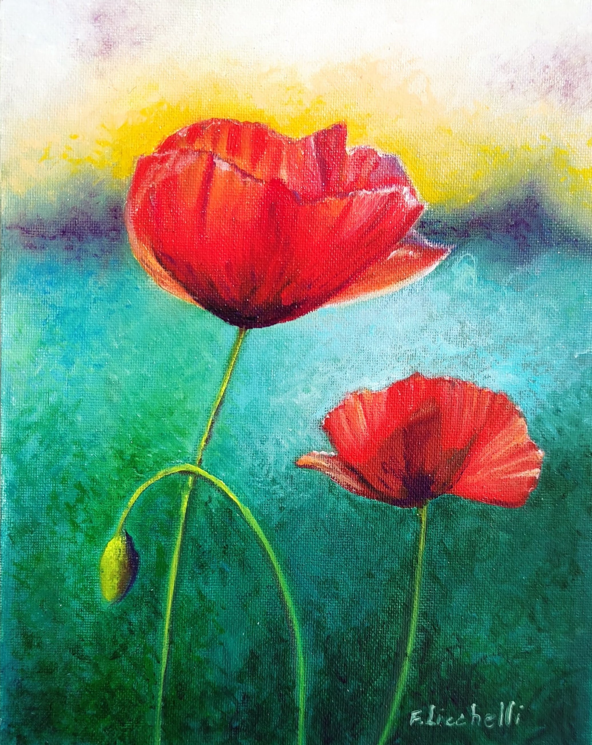 Poppy Oil on Canvas Poppy Painting Original Floral Painting Canvas Oil ...