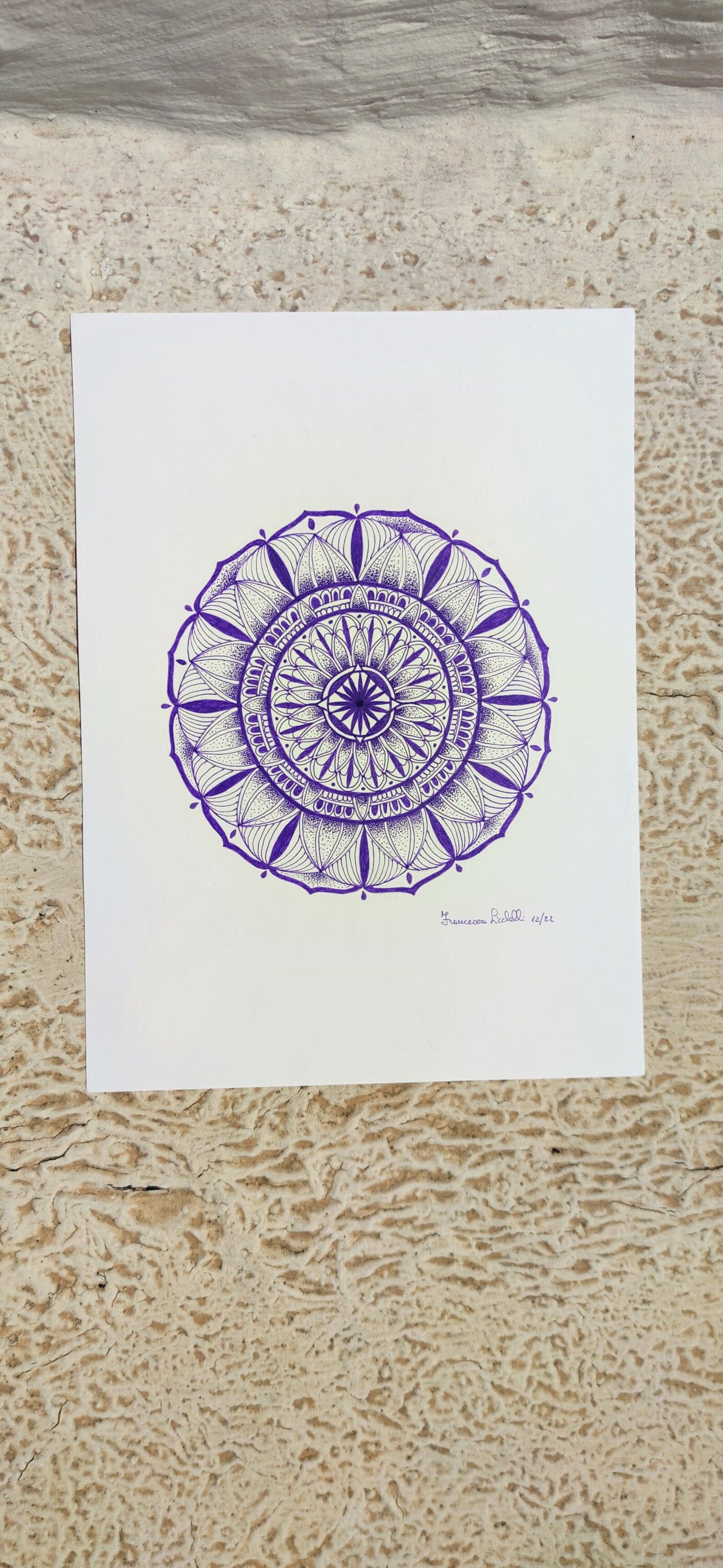 Mandala Ink Drawing Purple Original Mandala Drawing Spiritual Drawing ...