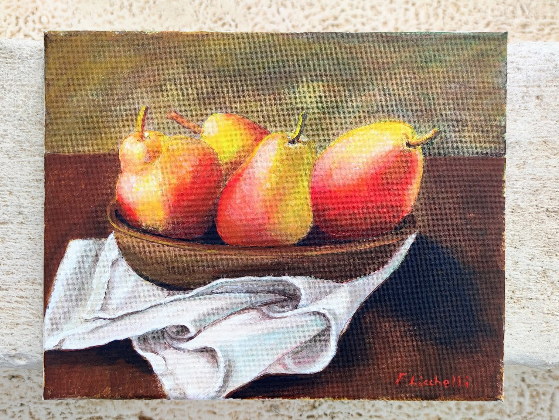 Pear Painting Fine Art Still Life Pear Original Acrylic on Canvas 30x24 ...