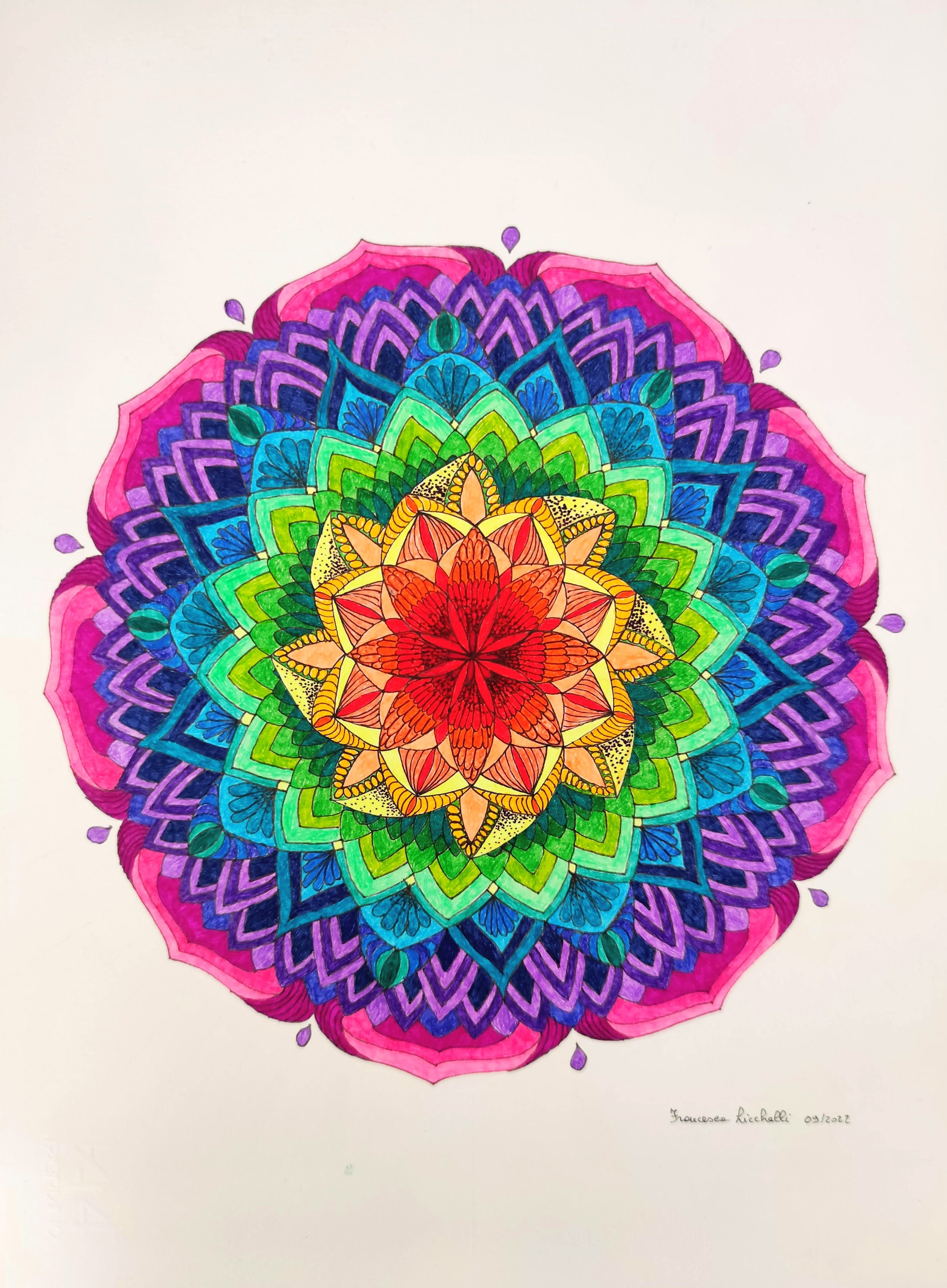 Colorful Mandala Painting Original Drawing Mandala Wall Art Rainbow ...