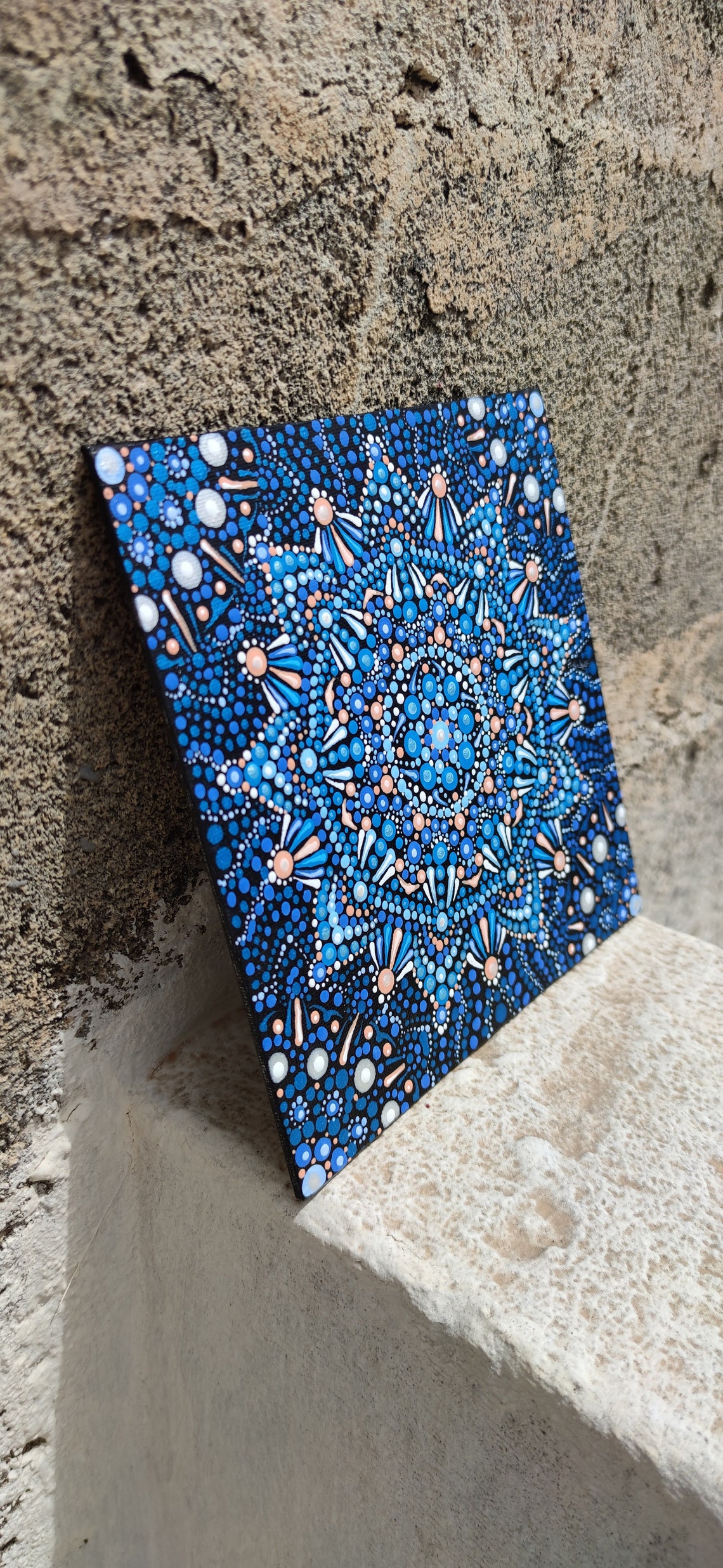 Blue Dot Mandala Original Painting Acrylics on Canvas Board Mandala ...