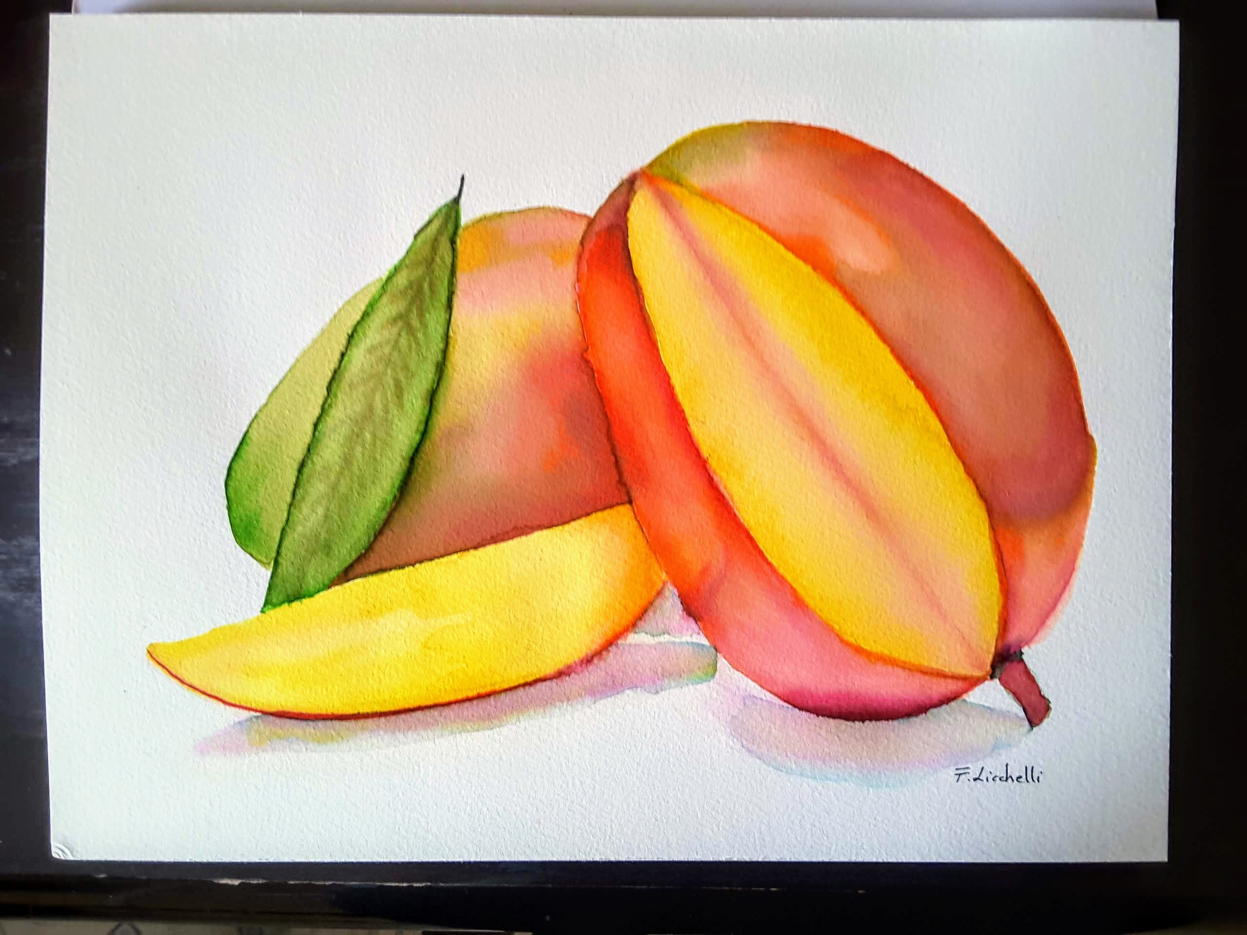 Mango Watercolor Original Painting, Tropical Fruit Painting, Kitchen ...