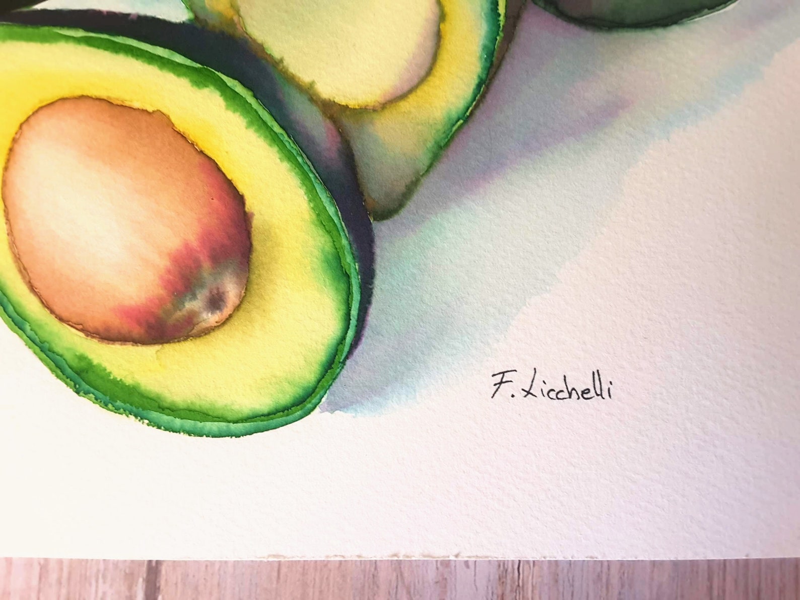 Avocado Watercolor Painting Original Watercolor Kitchen - Etsy