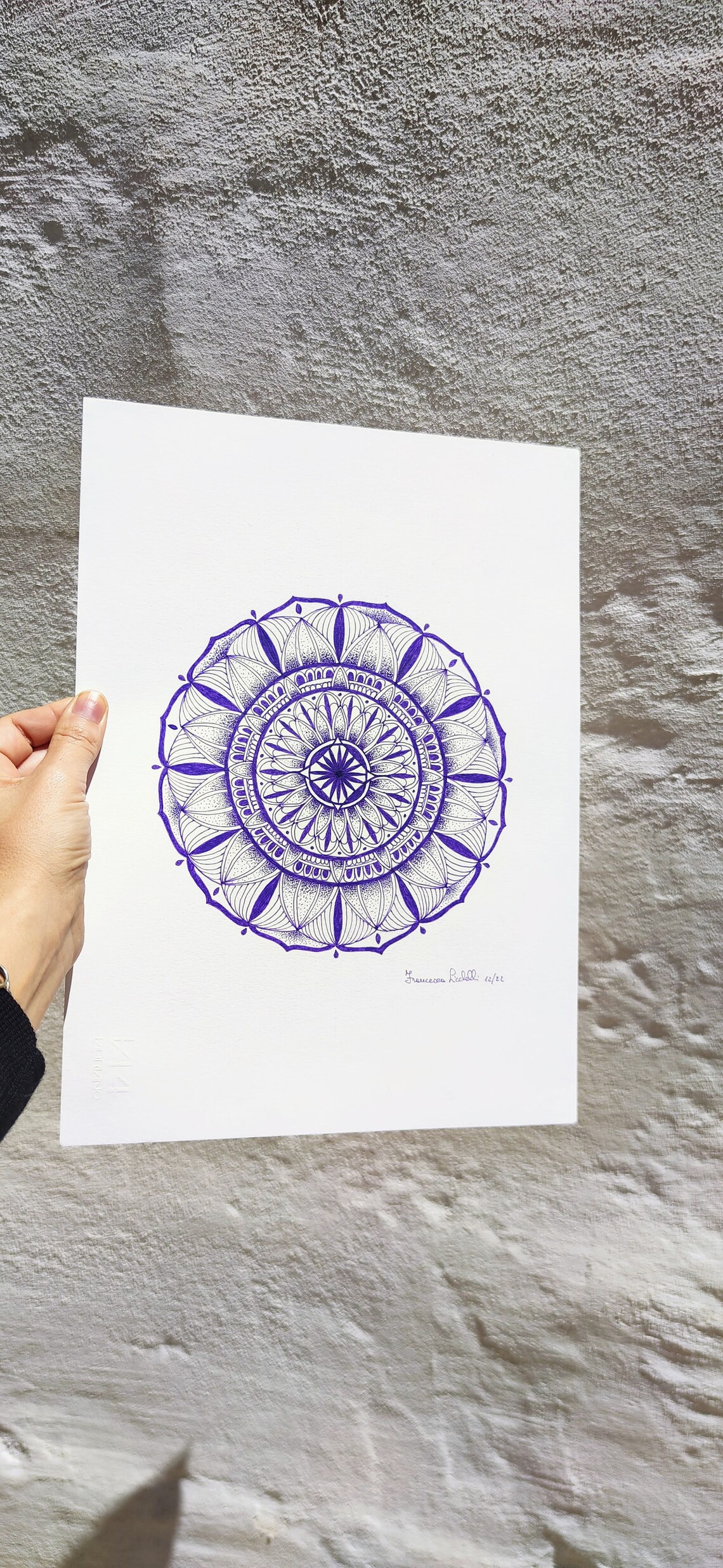 Mandala Ink Drawing Purple Original Mandala Drawing Spiritual Drawing ...