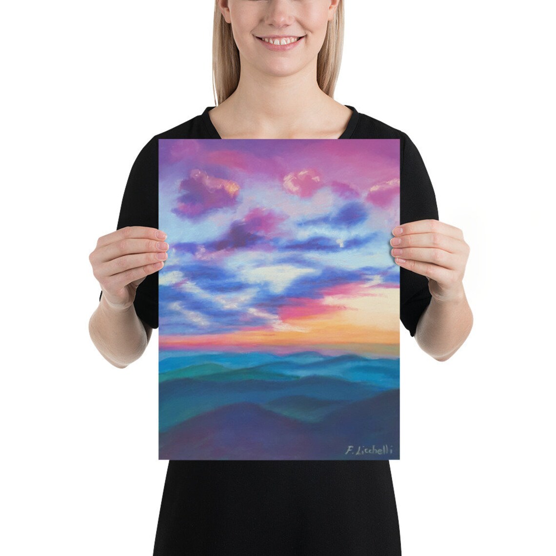 Sunset Poster Landscape Print Original Soft Pastels Drawing - Etsy