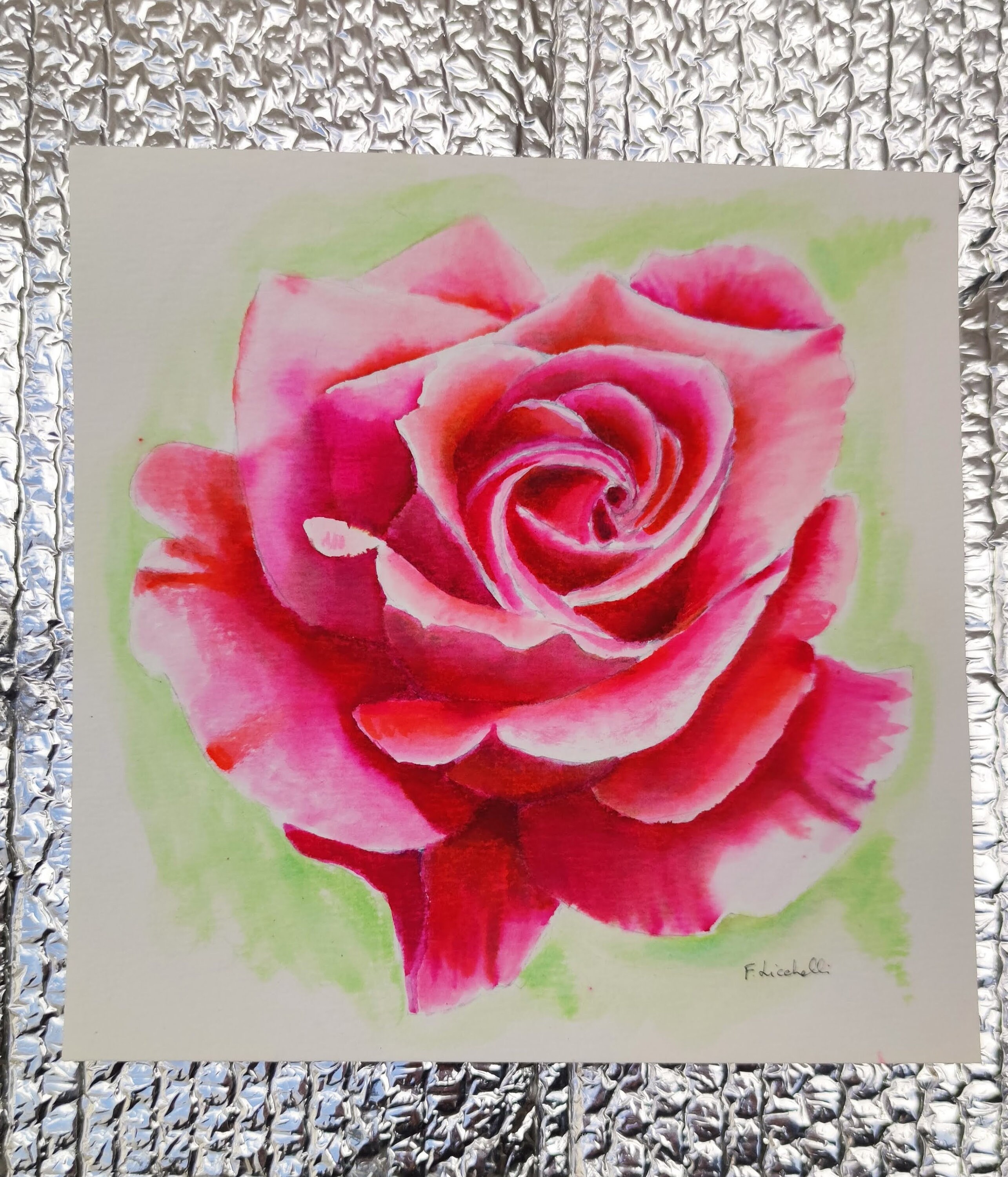 Single Rose Watercolor Original Painting Floral Watercolor Tiny ...