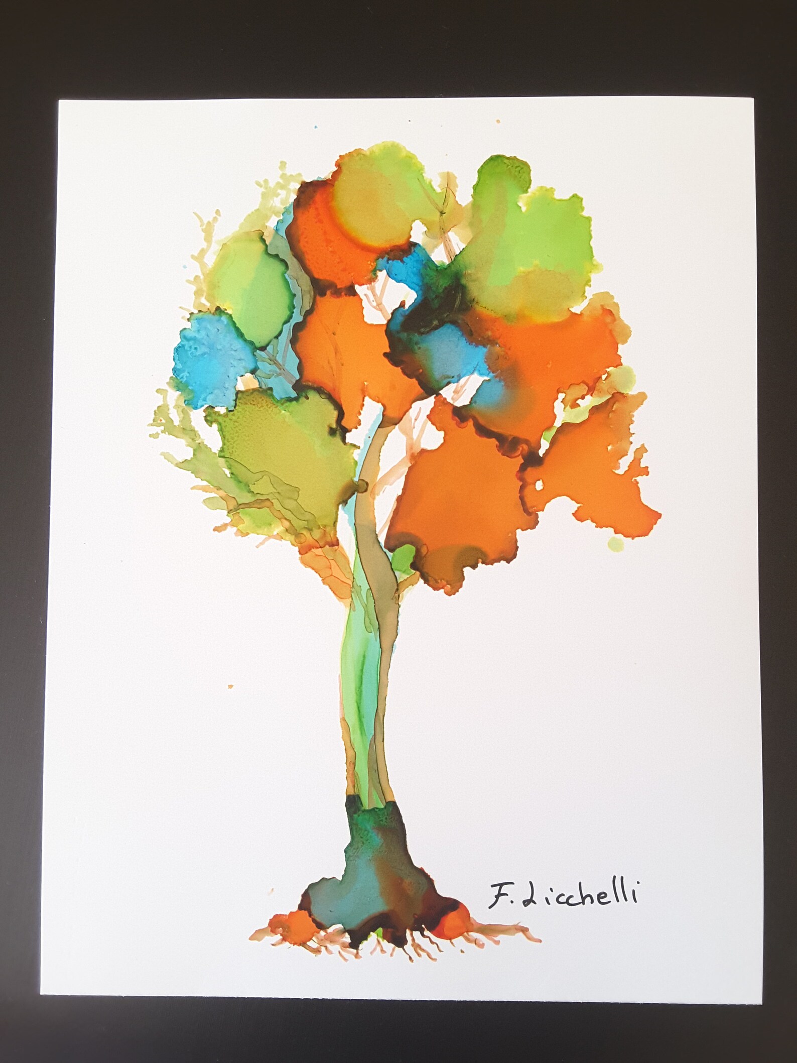 Tree Ink Painting Colorful Tree Original Painting Alcohol Ink - Etsy