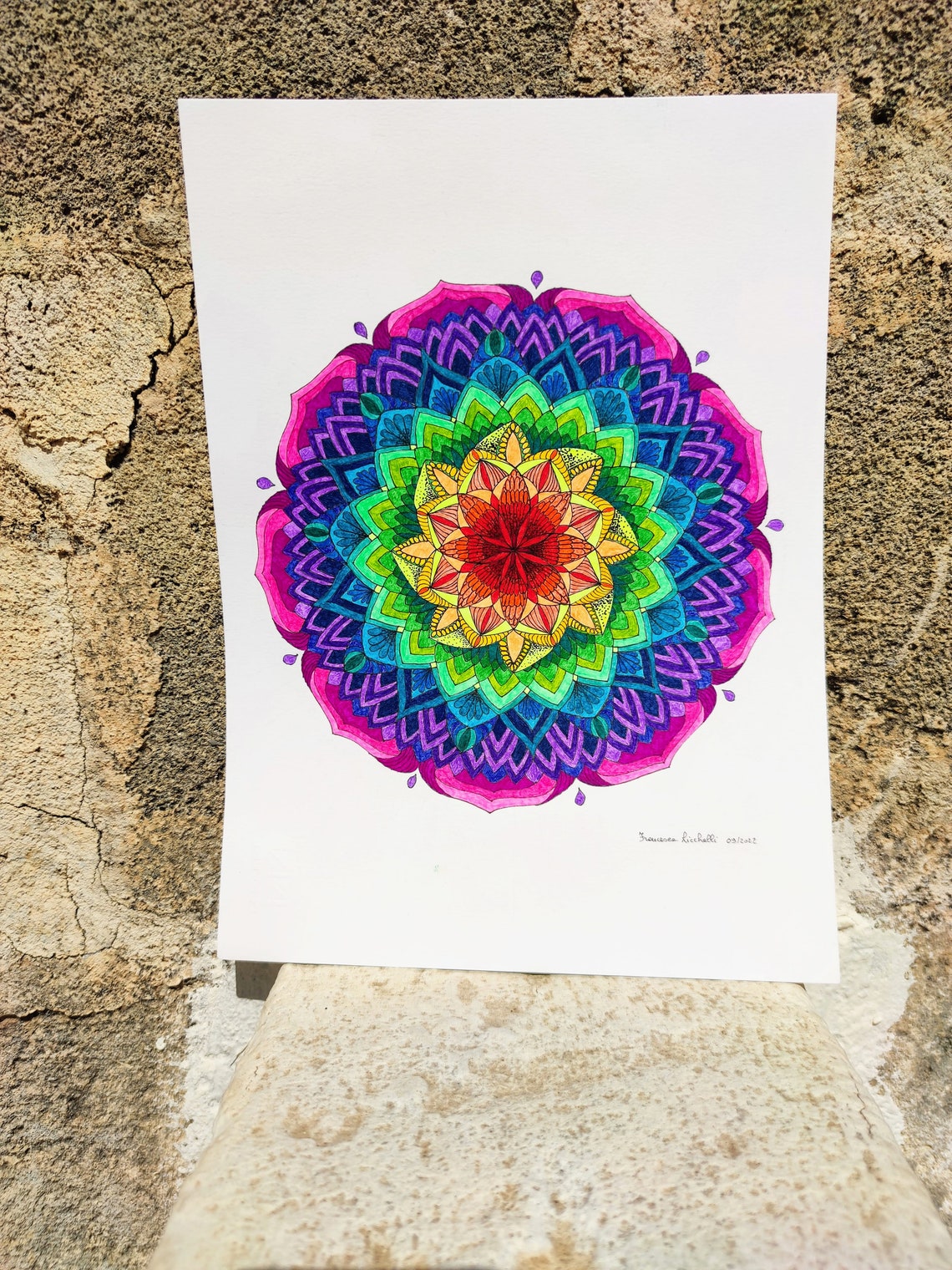 Colorful Mandala Painting Original Drawing Mandala Wall Art Rainbow ...