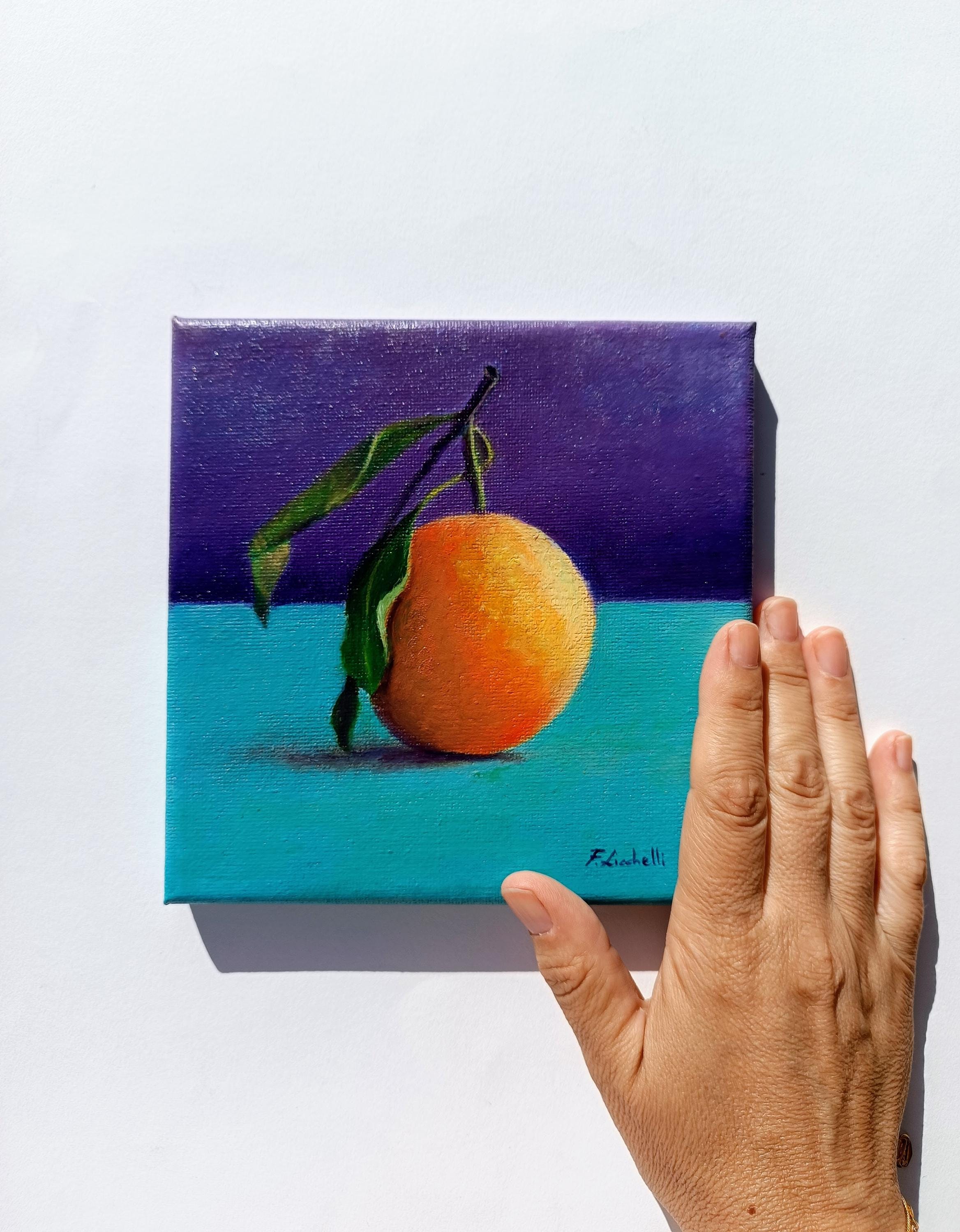 Original Orange Oil Painting Still Life: Signed Miniature Fruit Art ...