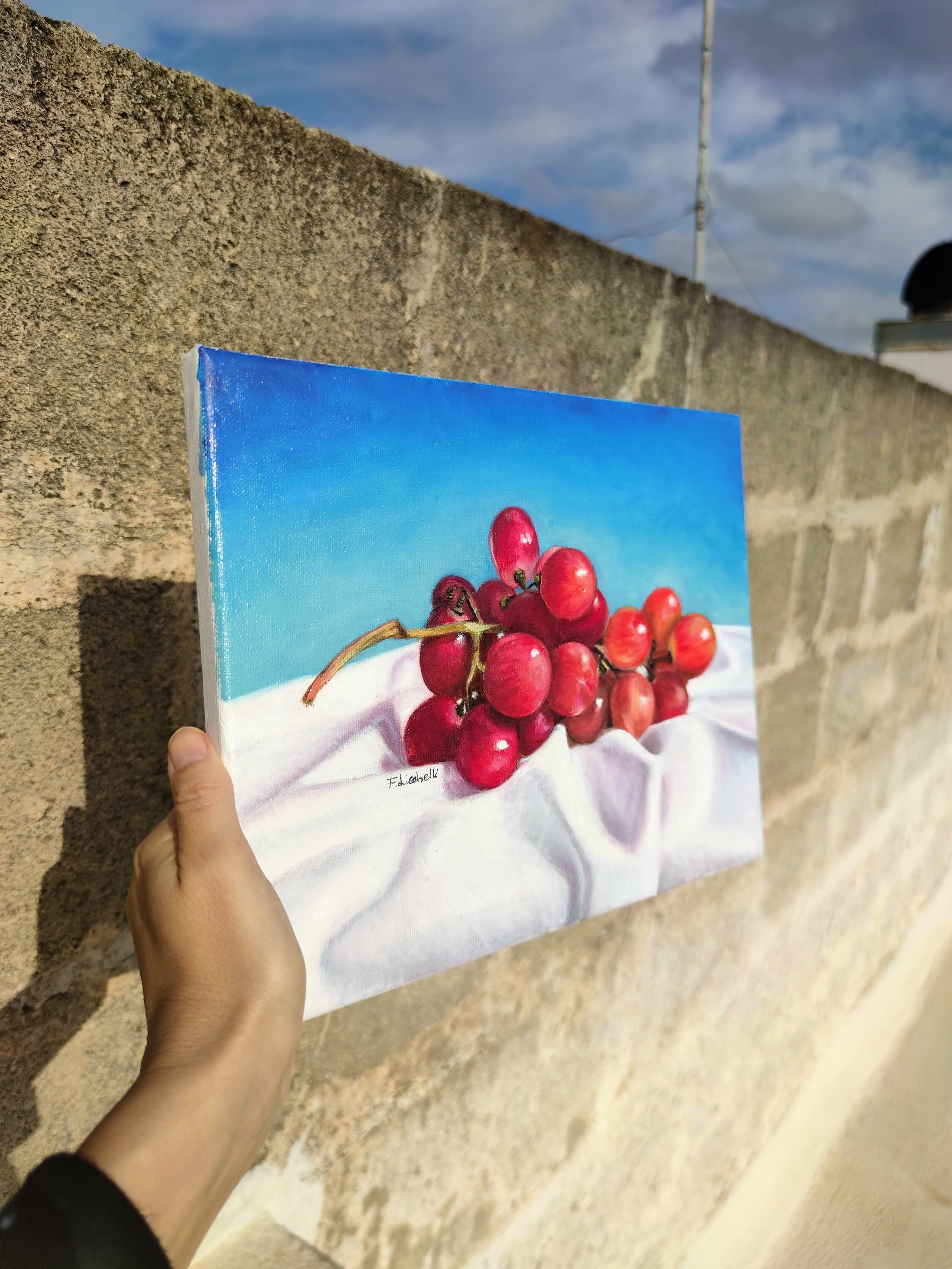 Red Grapes Painting Original Oil on Canvas 30x24 Cm Still Life Painting ...