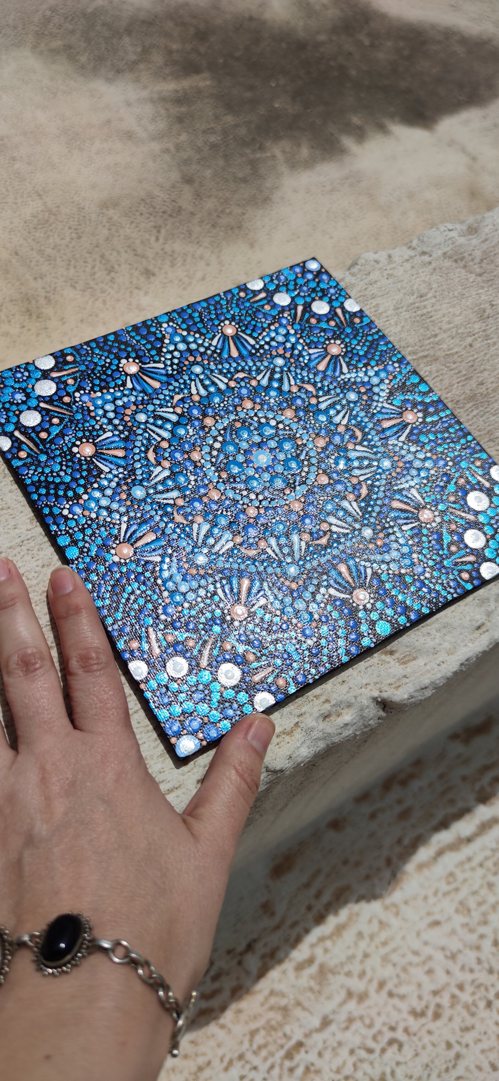 Blue Dot Mandala Original Painting Acrylics on Canvas Board Mandala ...