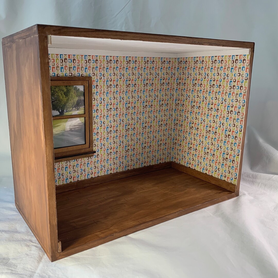 Dollhouse Miniature Display Shelf Shadow Box Vignette 13”x 6” X 10 ...