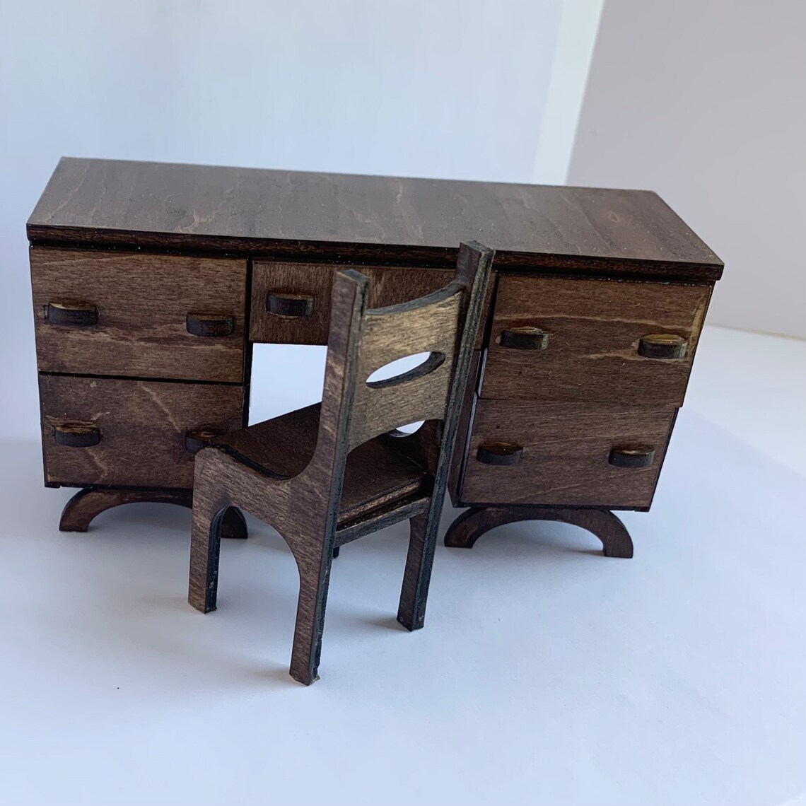 Mid Century Modern 1:12 Scale Miniatures. Desk and Chair Dollhouse ...