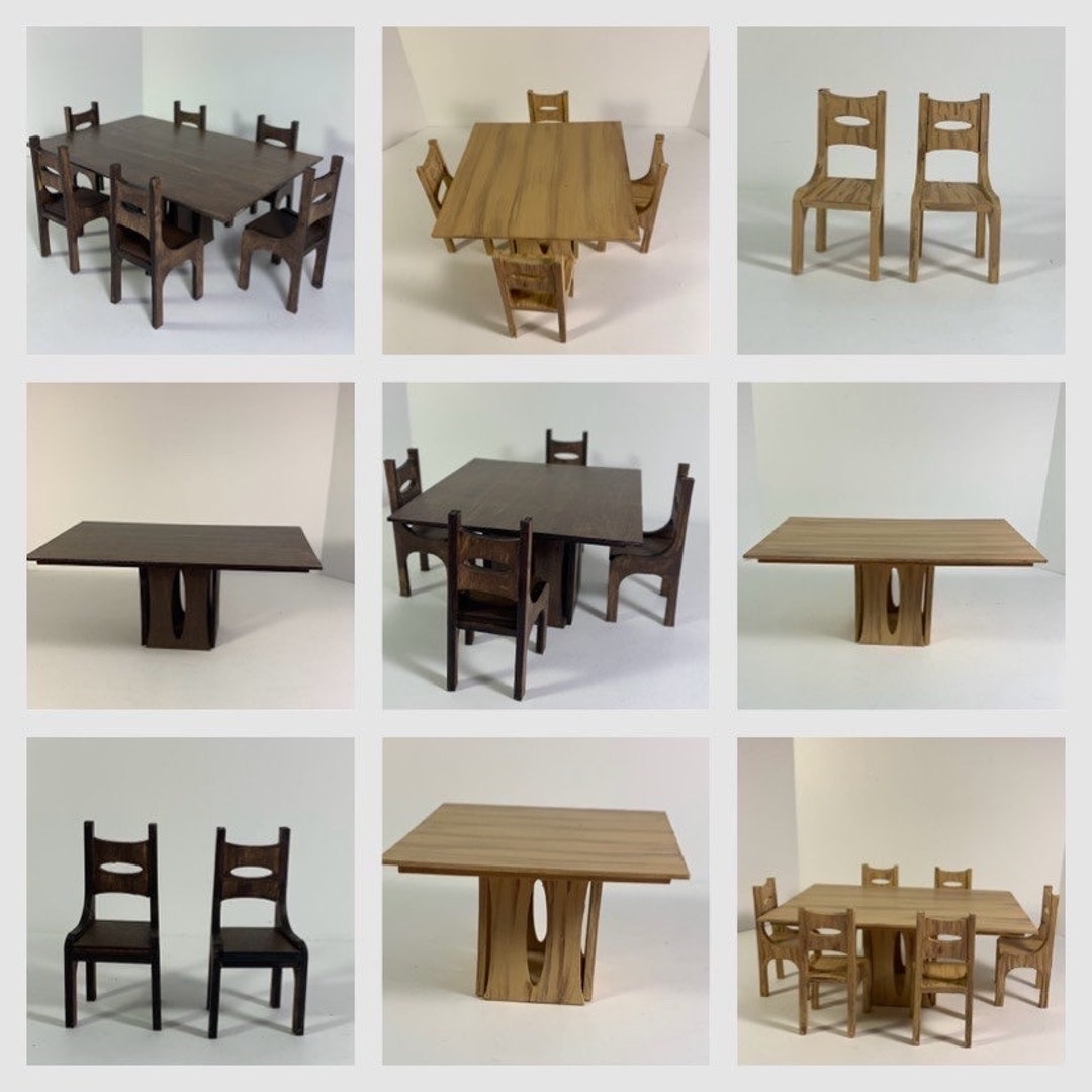 Miniature Mid Century Modern Dining Tables and Chairs Handmade ...