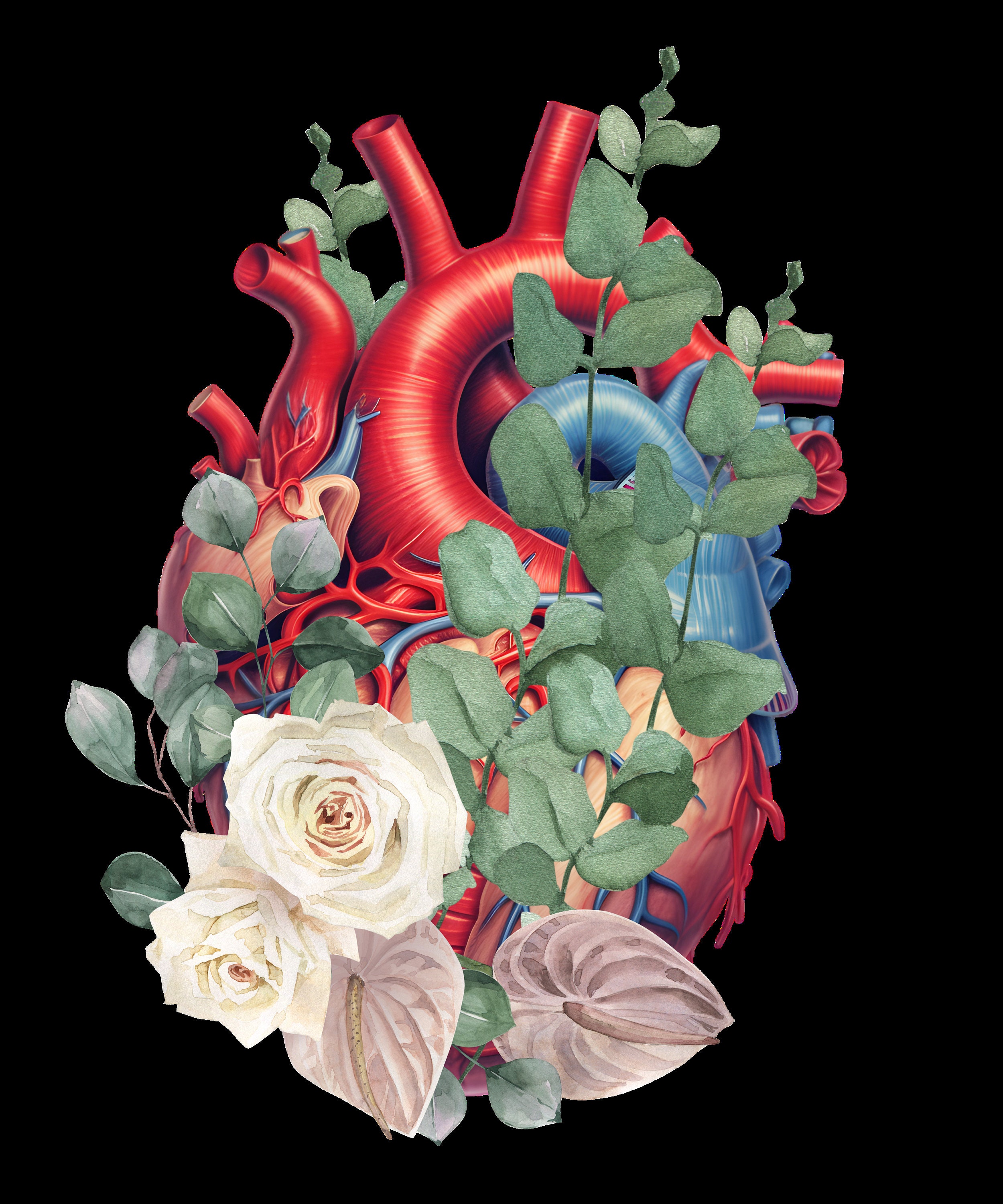 Planted Heart High Res Graphic Art, Botanical Heart Image Printable ...