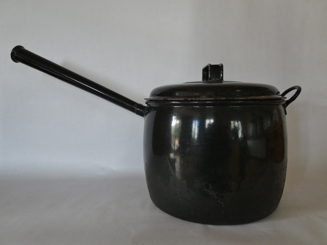 Vintage Black Enamel Cooking Pot With Lid and Handle Judge Brand 16 ...
