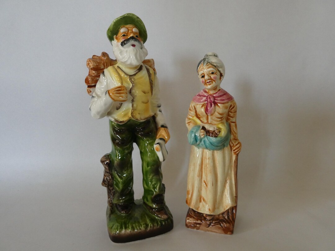 Vintage Mid Century Ceramic Figurines Featuring an Elderly Couple ...