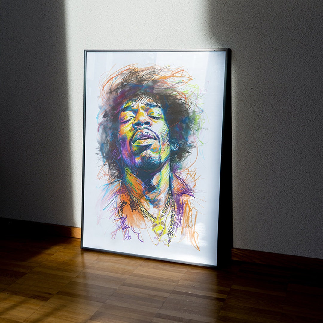 Jimi Hendrix Art Print - Iconic Music Legend Illustration for Home ...