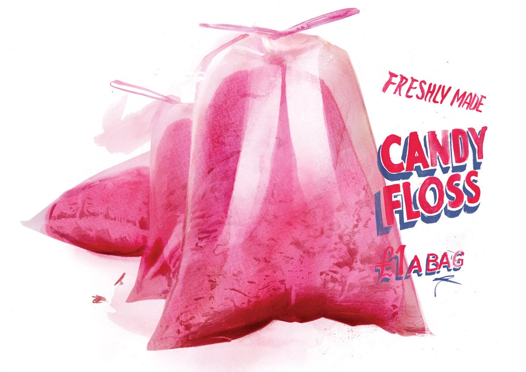 Retro Vintage British Seaside Pink Candy Floss Sweets - Etsy