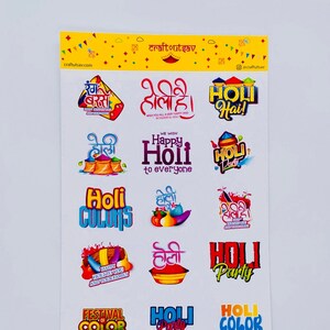 Happy Holi Sticker Sheet - Festival of Colors / Holi Hai - 16 Stickers ...
