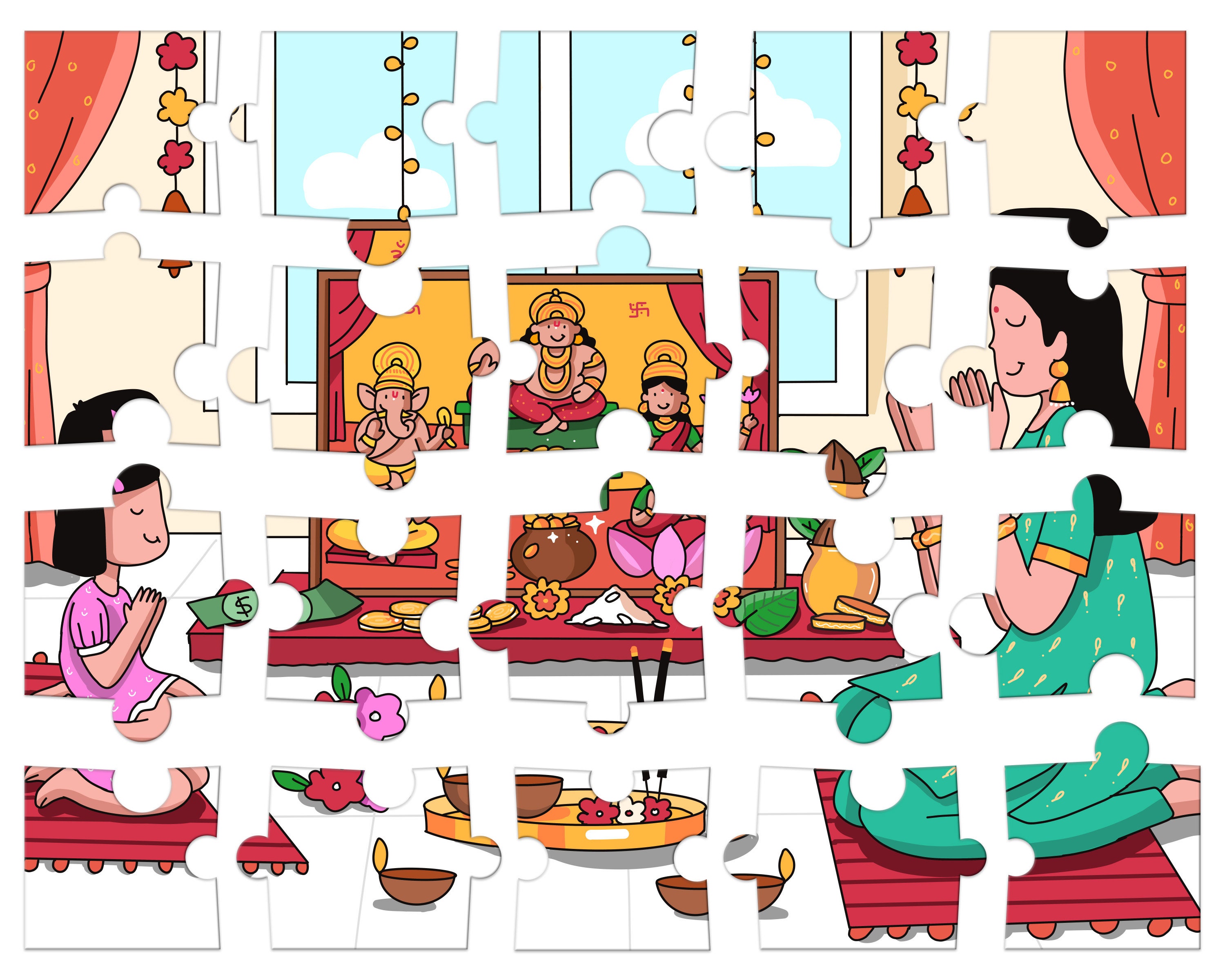 Diwali Dhanteras Puja Puzzle Game - 8 X 6 Inches | Laxmi | Diwali ...