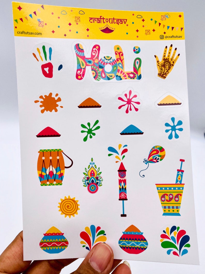 Happy Holi Sticker Sheet Festival of Colors / Holi Hai 20 | Etsy