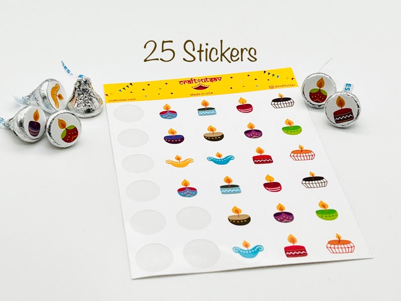 Diwali Diya Stickers - 20/25 Stickers on 1 Sticker Sheet - Diwali Kids ...