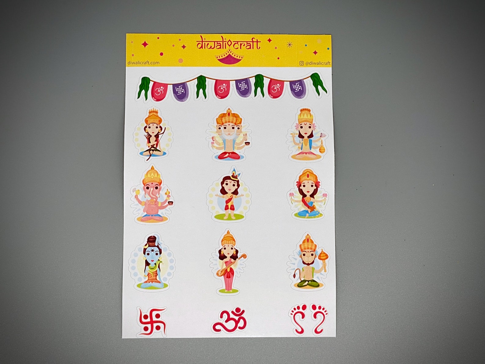 Hindu Gods, Goddesses and Symbols - 13 Stickers on 1 Sticker Sheet - Etsy