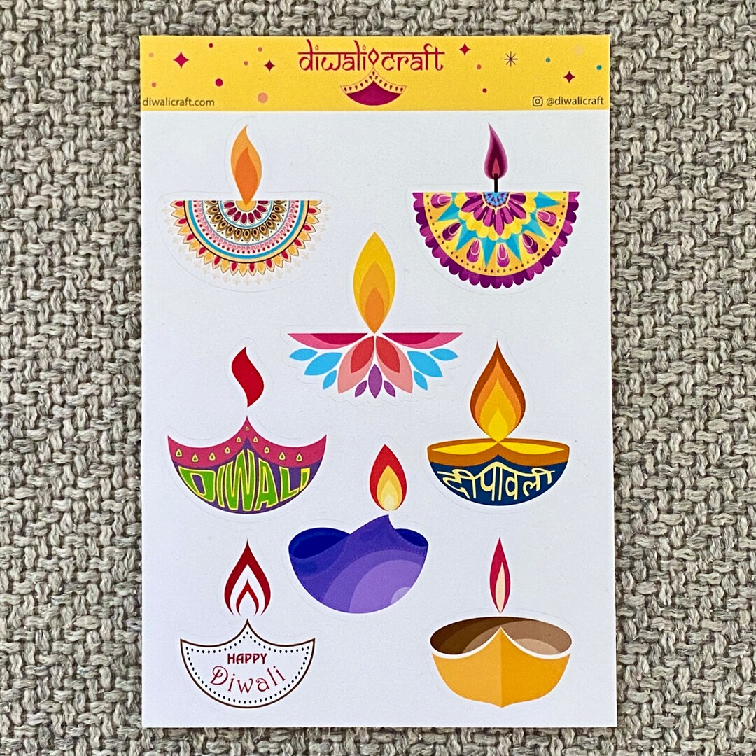 Diwali Diya Stickers - 8 Indian Festival Stickers on 1 Sticker Sheet - Etsy