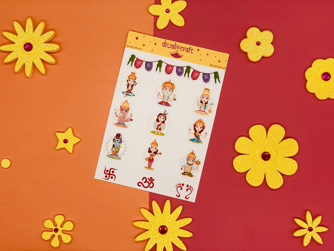 Hindu Gods, Goddesses and Symbols - 13 Stickers on 1 Sticker Sheet - Etsy