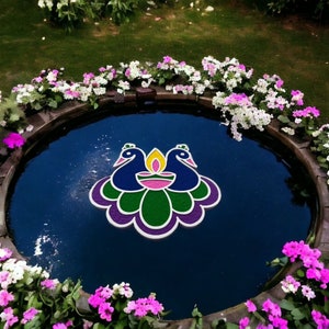 Peacock Diwali Rangoli Mess-free Foam Mat, Includes 2 Mats - 10 in Wide ...