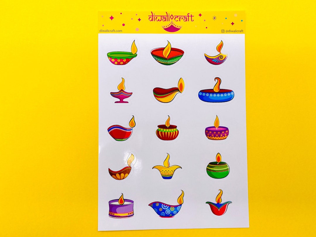 Diwali Diya Stickers - 15 Stickers on 1 Sticker Sheet - Etsy