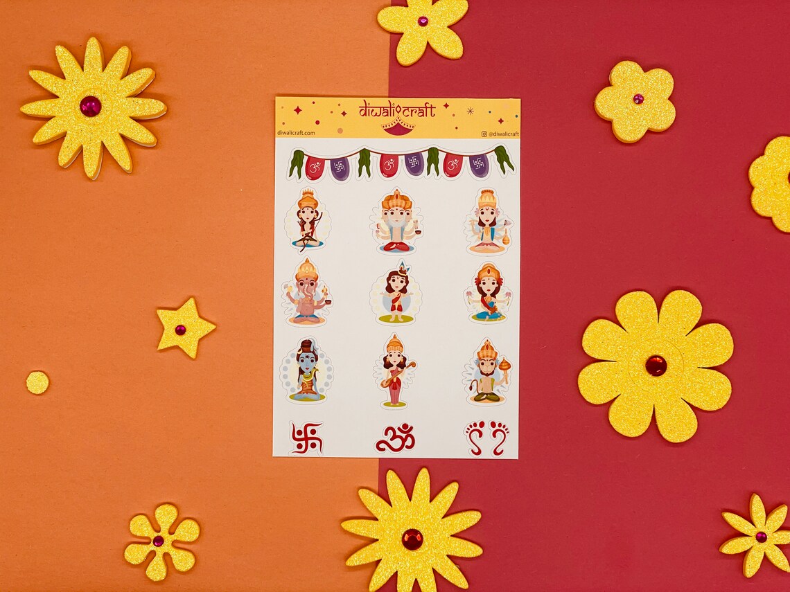Hindu Gods, Goddesses and Symbols - 13 Stickers on 1 Sticker Sheet - Etsy