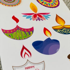 Diwali Diya Stickers - 8 Indian Festival Stickers on 1 Sticker Sheet - Etsy