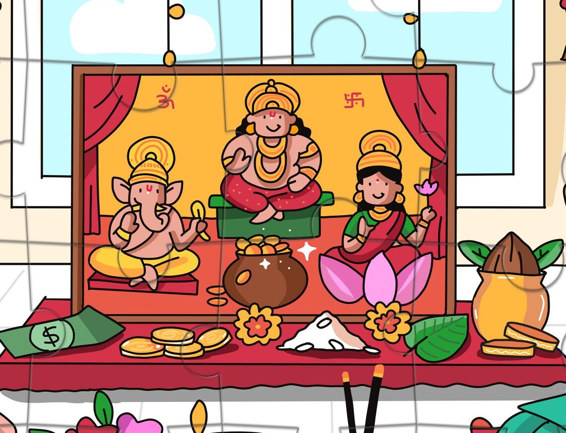 Diwali Dhanteras Puja Puzzle Game - 8 X 6 Inches | Laxmi | Diwali ...