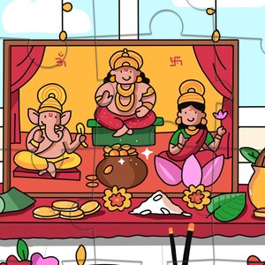 Diwali Dhanteras Puja Puzzle Game - 8 X 6 Inches | Laxmi | Diwali ...