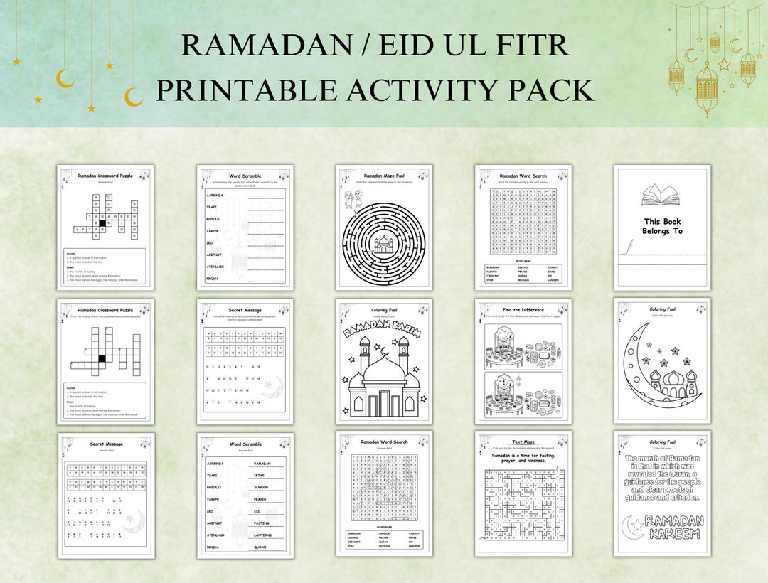 Ramadan Kids Activity Printable 15+ Pages, Eid Kids Activities, Ramadan ...